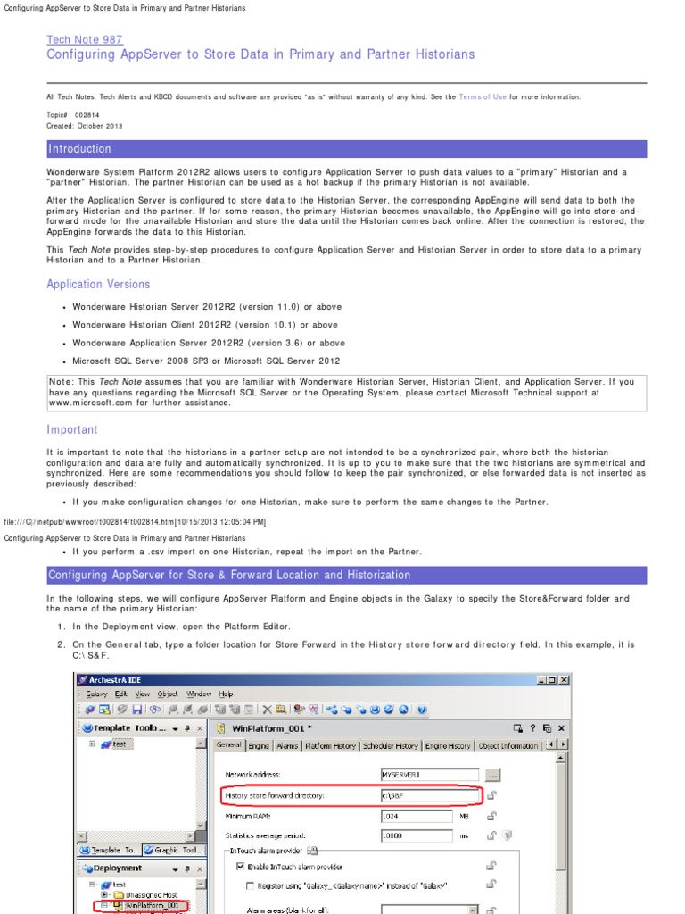 Tech Note 987 - Configuring AppServer To Store Data in Primary and Partner Historians | PDF ...