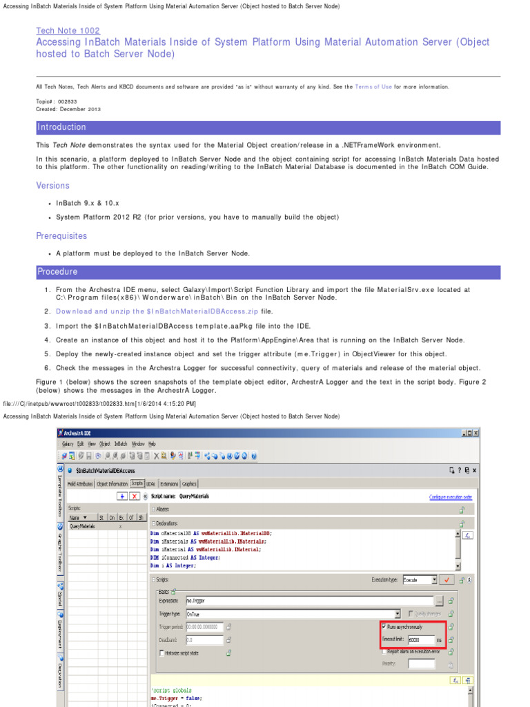 Tech Note 1002 Accessing Inbatch Materials Inside Of System Platform Using Material Automation 