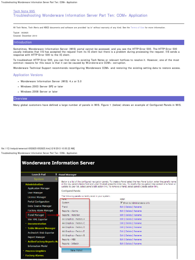 Tech Note 995 - Troubleshooting Wonderware Information Server Part Ten COM Plus Application | PDF