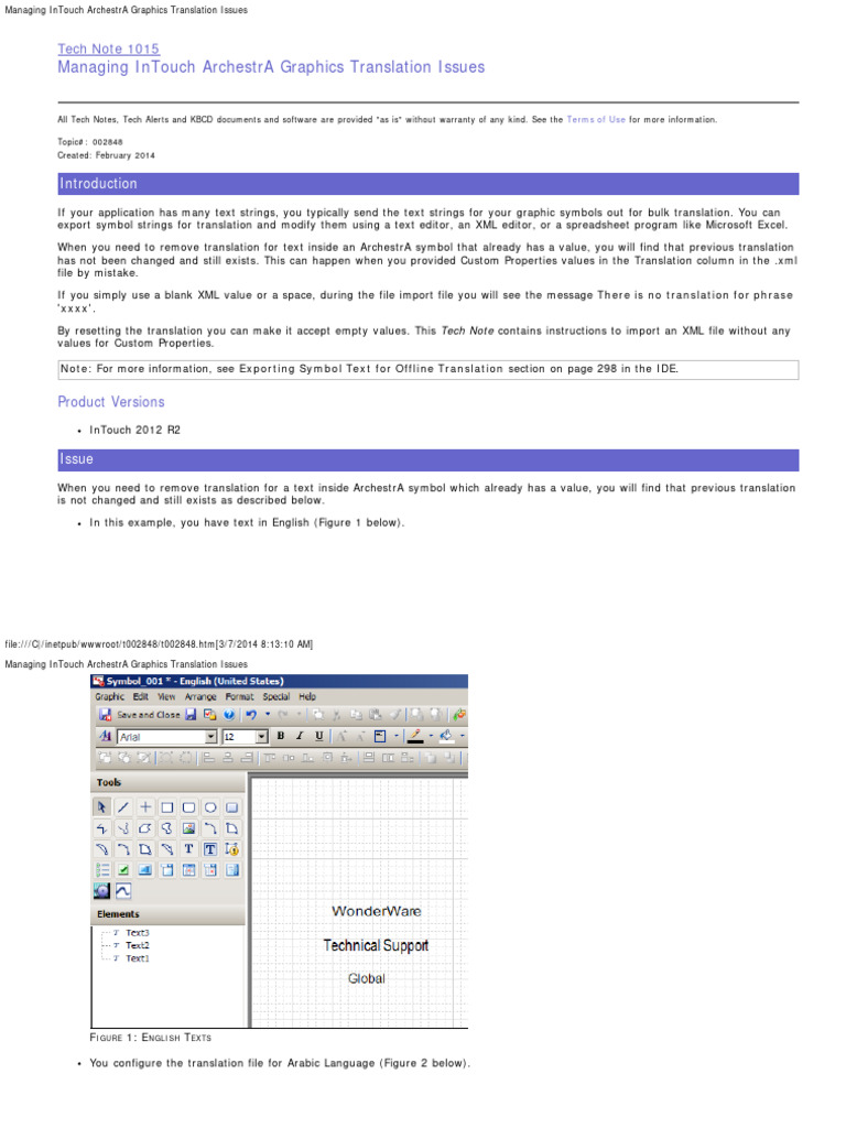 Tech Note 1015 - Managing InTouch ArchestrA Graphics Translation Issues | PDF | Translations ...