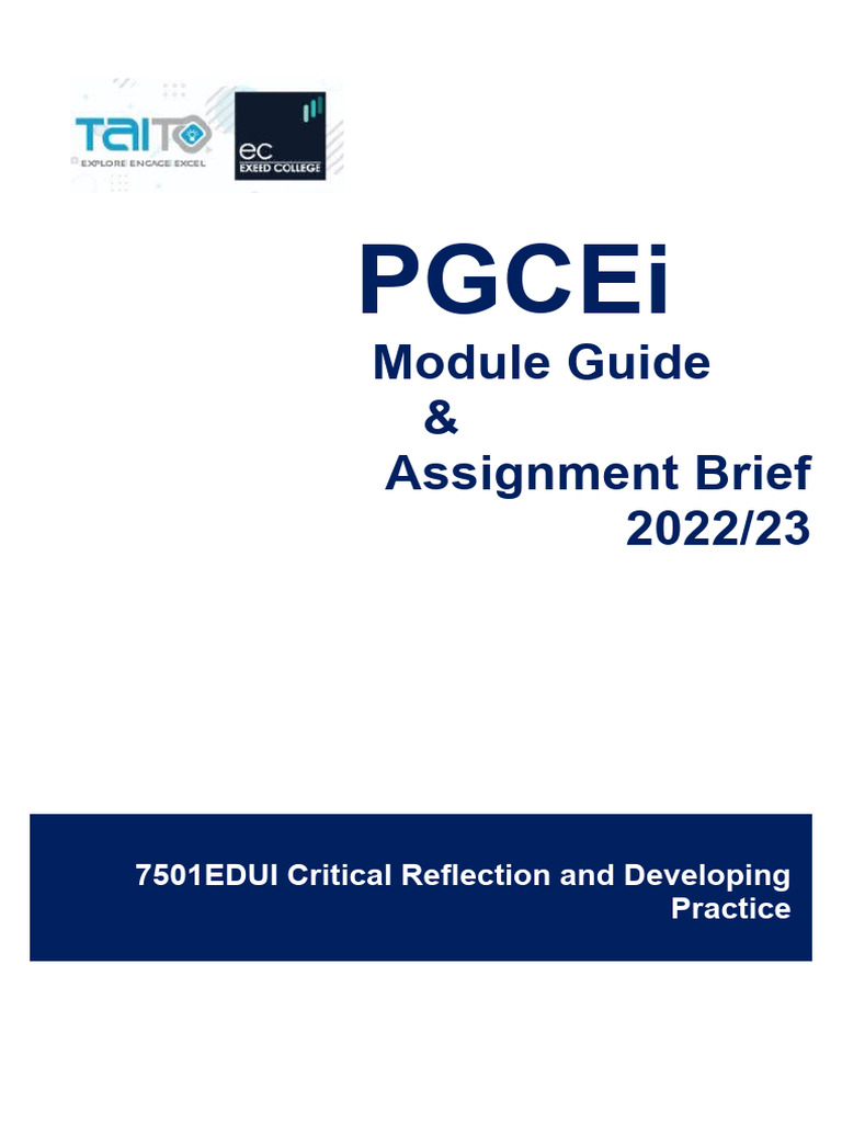 7501EDUI Module Guide Critical Reflection and Developing Practice 2022-23 | PDF | Reflective ...