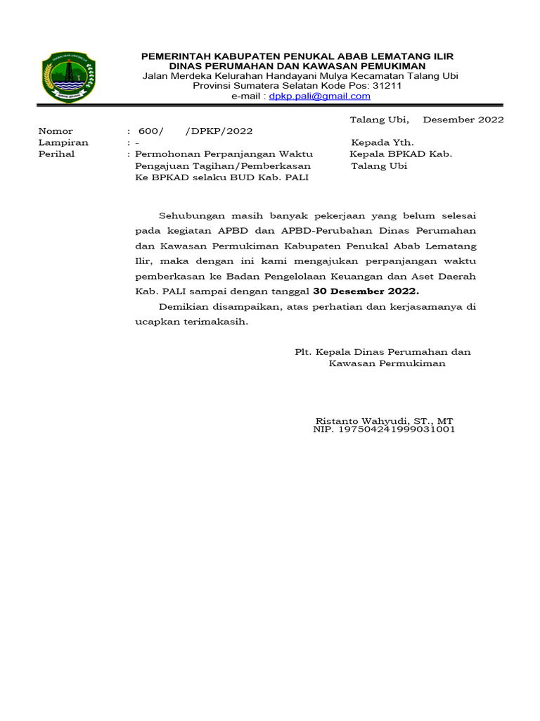 Surat Ke BPKAD | PDF