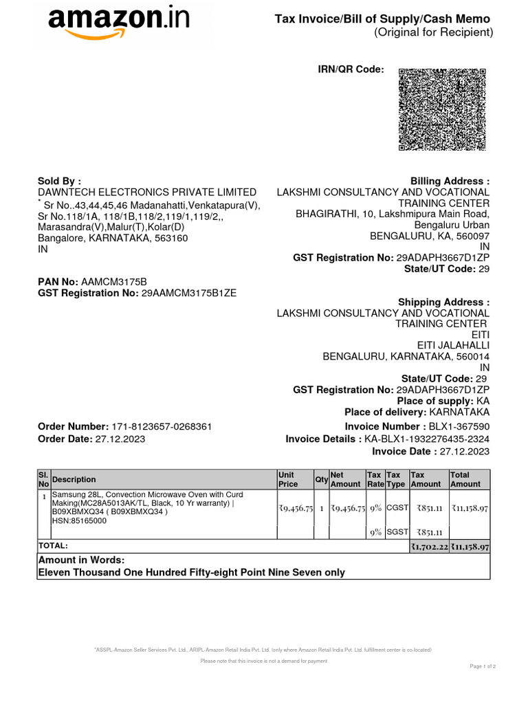 Samsung Orignal Invoice 1 | PDF | Invoice | Taxes