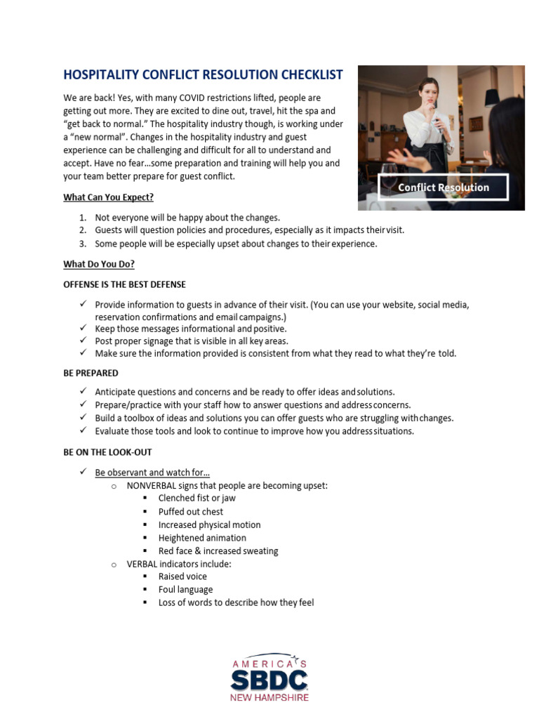 Hospitality Conflict Resolution Guide | PDF | Experience | Human ...