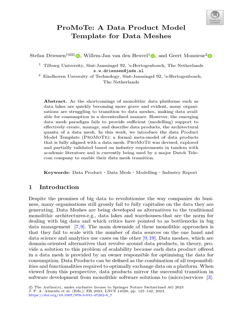 ProMoTe A Data Product Model Template For Data Meshes | PDF | Metadata ...