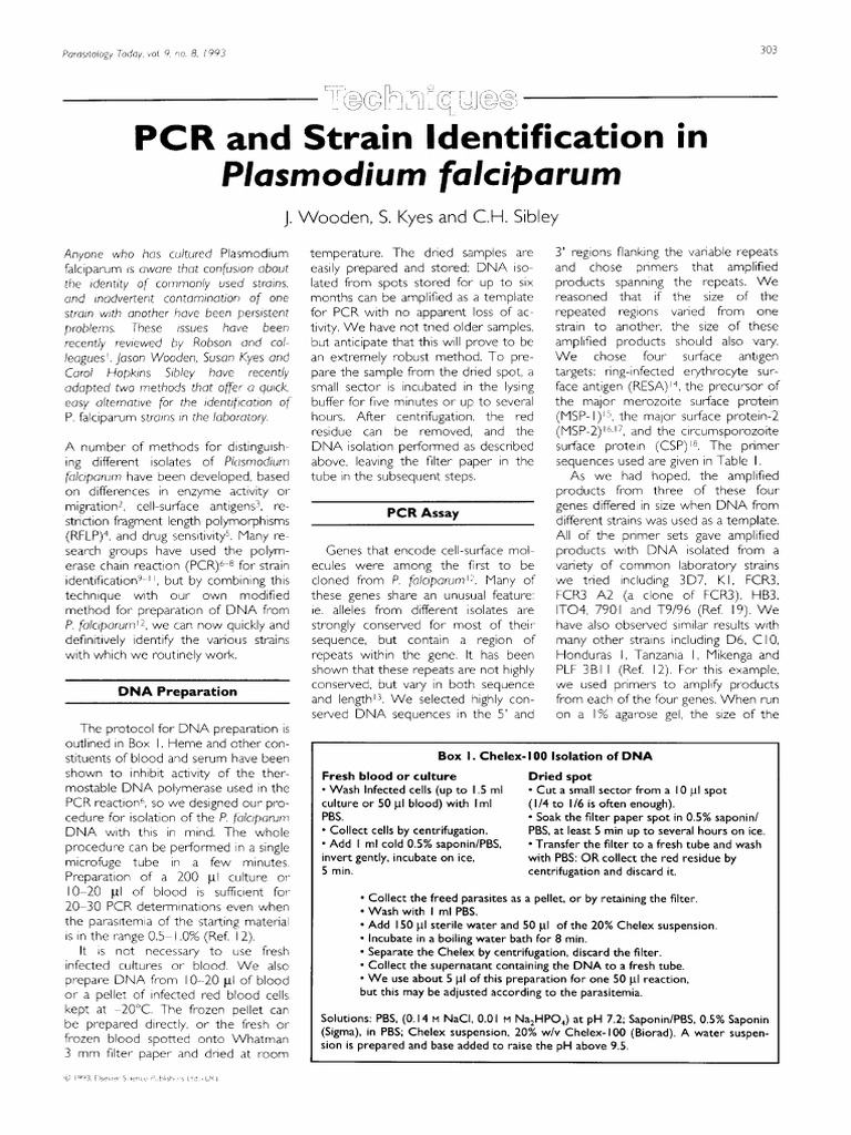 Chelex Method - PF Dna Isolation | PDF | Primer (Molecular Biology ...