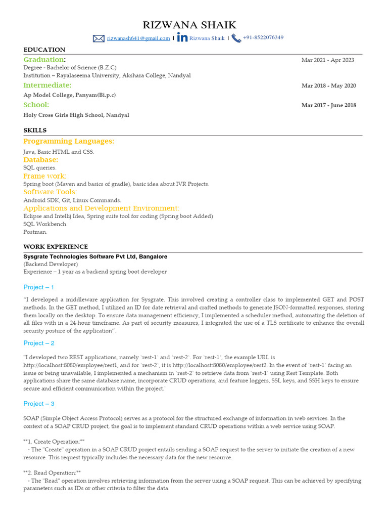 Rizwana Shaik CV | PDF