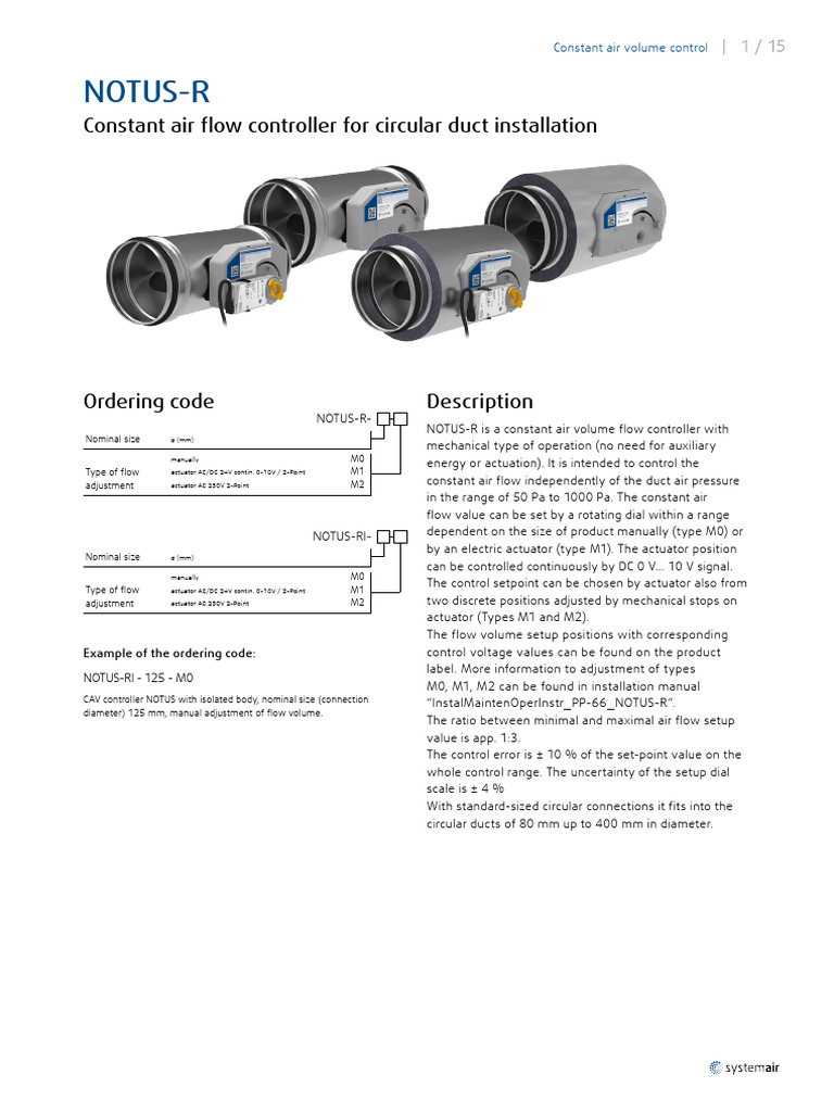 Systemair TechSpec - TPI-66 - NOTUS-R - EN - 201609 | PDF