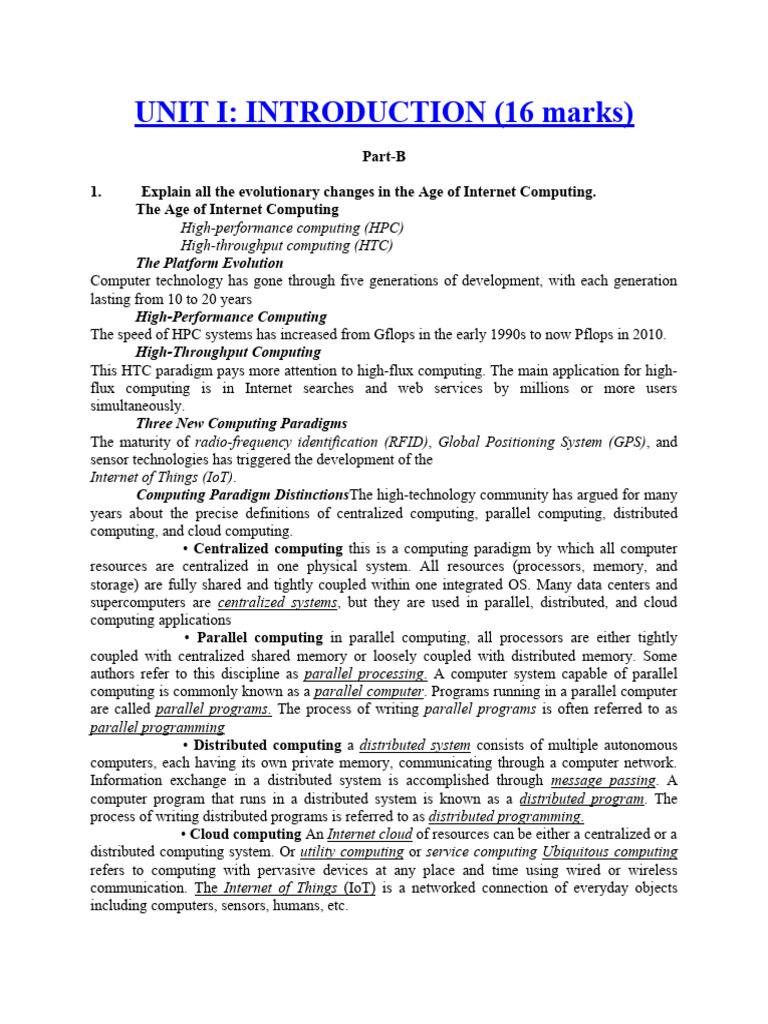 Unit I Gcc Pdf Cloud Computing Web Service