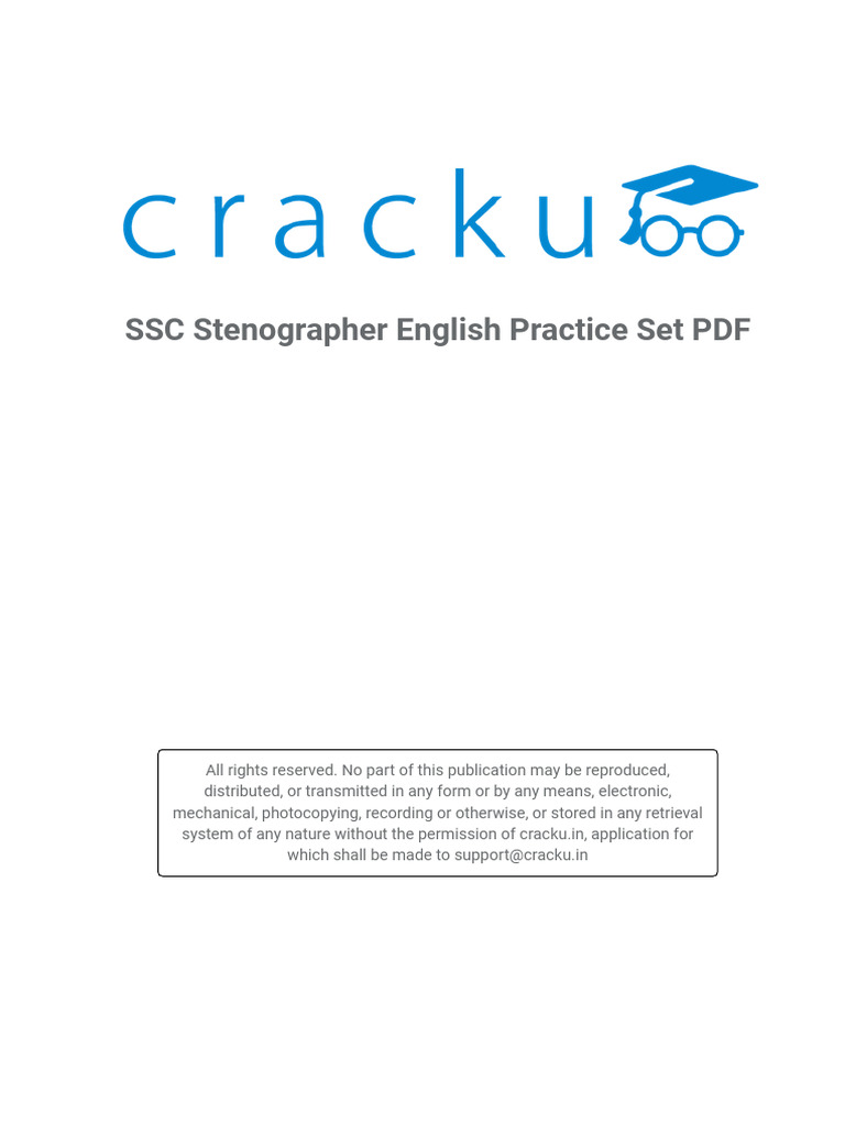 SSC Stenographer English Practice Set | PDF | Verb | Question