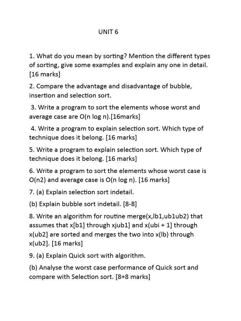 UNIT 6 Ques | PDF UNIT 6 Ques | PDF