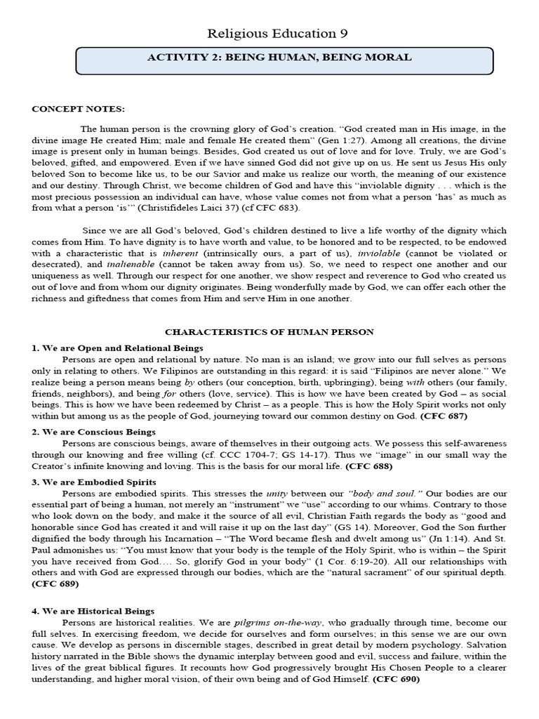 Rel Ed Lesson 2 | PDF