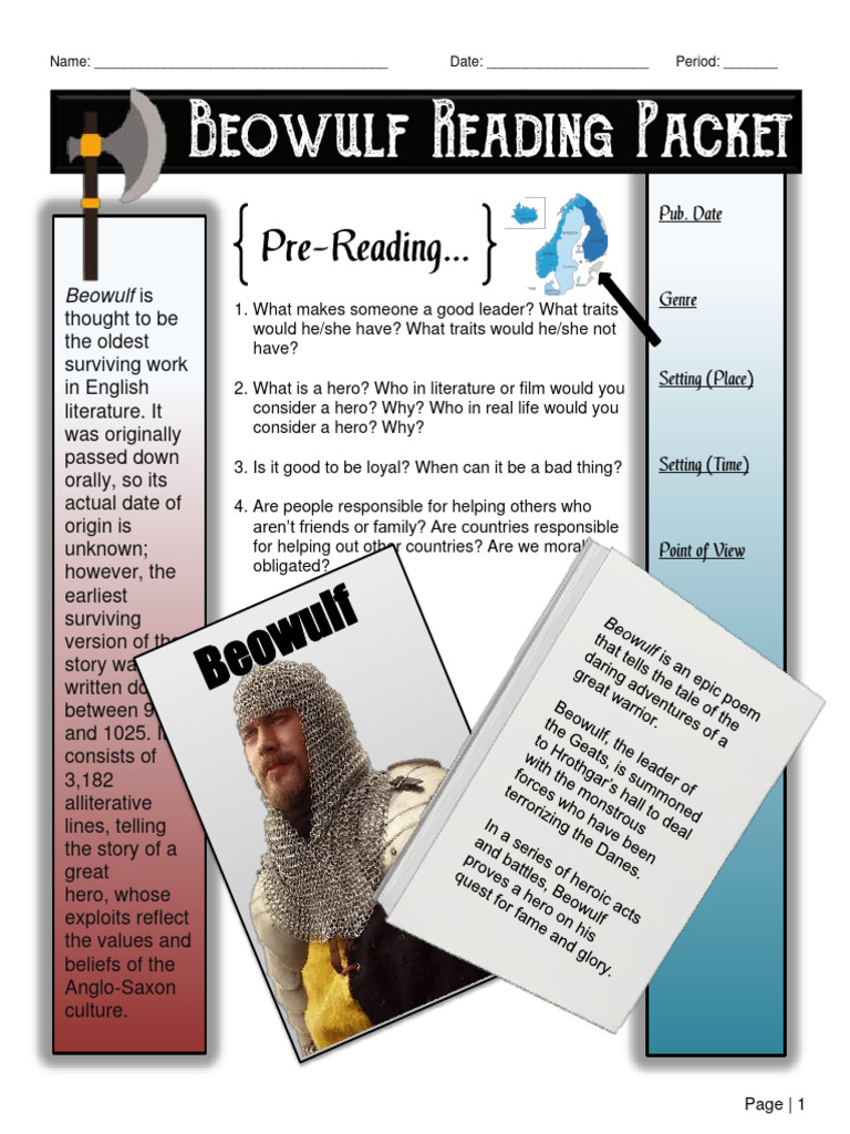 Beowulf Guided Reading Packet | PDF | Beowulf