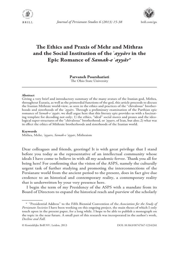 The Ethics and Praxis of Mehr and Mithra | PDF