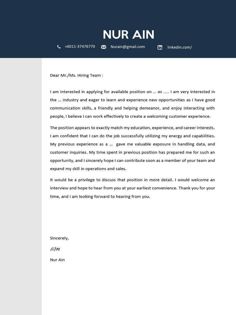 template cover letter mohon kerja bank | PDF