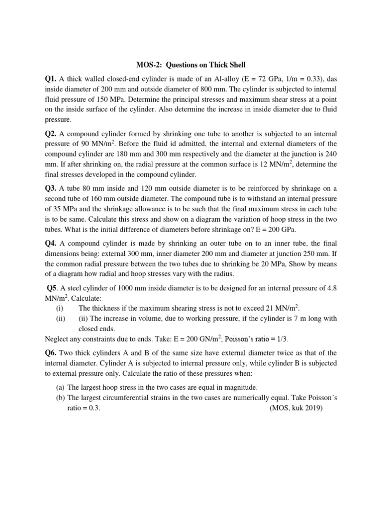 Questions Thick Shell | PDF | Science & Mathematics