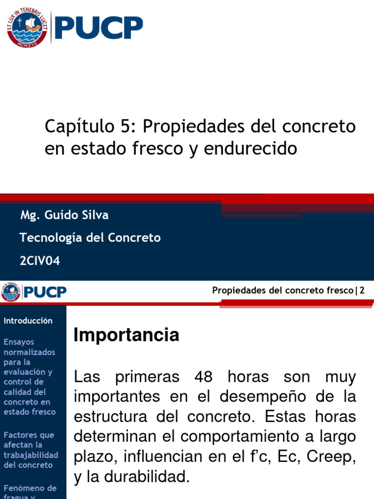 C12 - Propiedades Del Concreto en Estado Fresco y Endurecido | PDF | Hormigón | Resistencia de ...