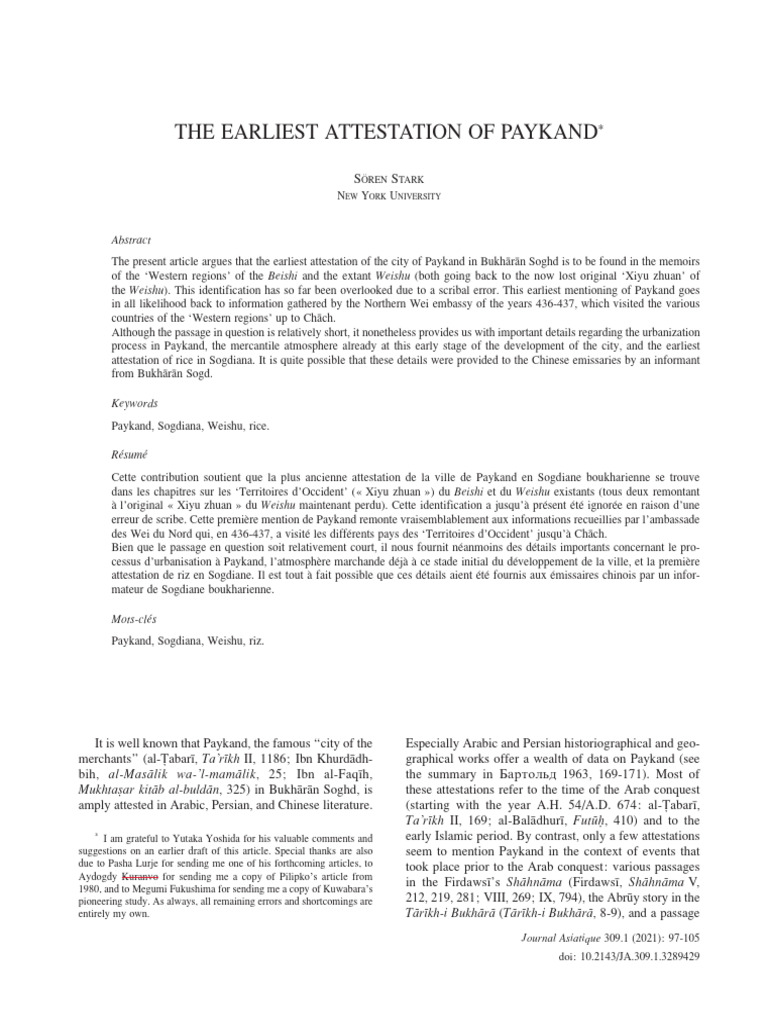 Stark Soren The Earliest Attestation Of-2 | PDF | Social Science