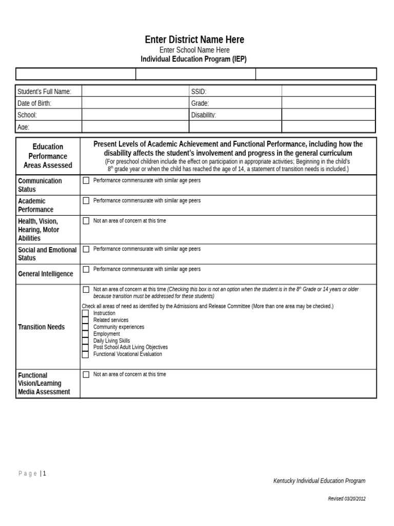 Individual Education Program (IEP) | PDF | Individualized Education Program