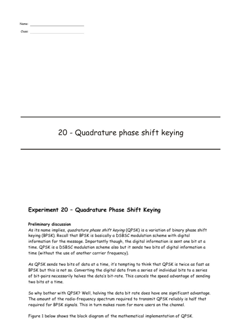 Quadrature Phase Shift Keying | PDF