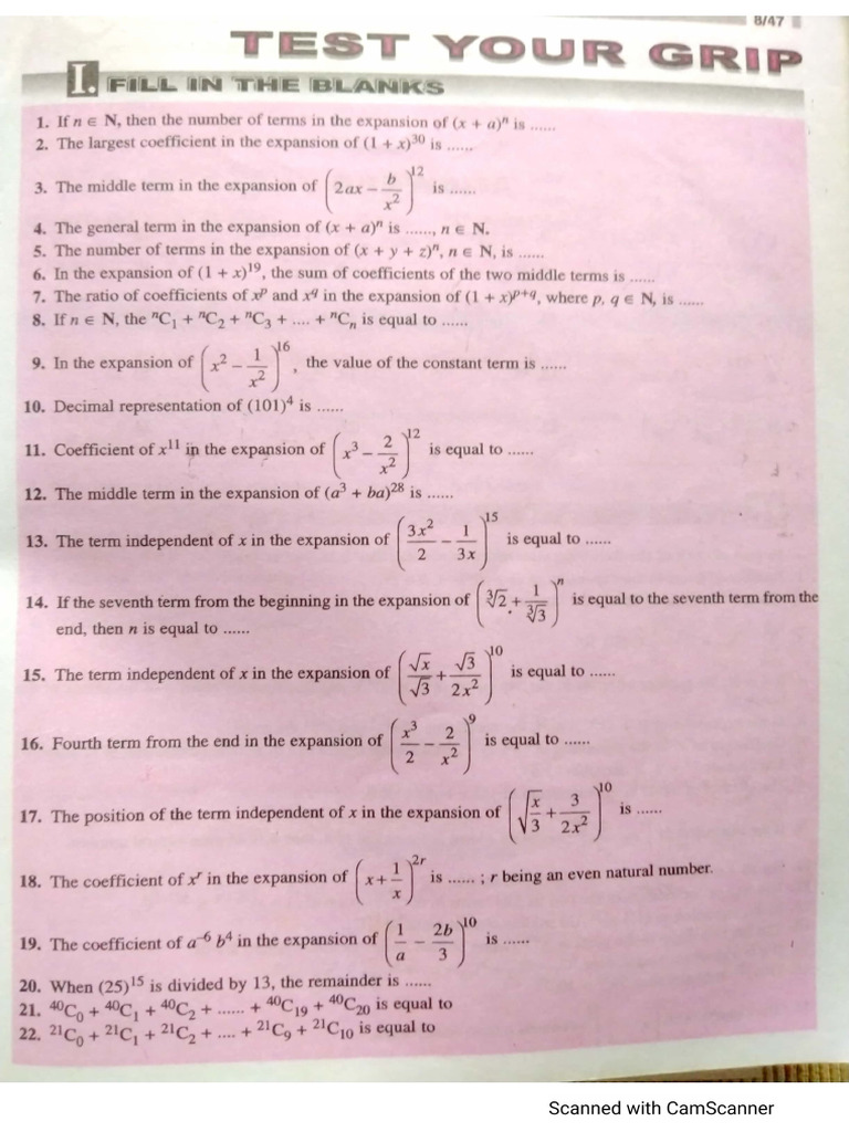 Binomial Theorem Pdf