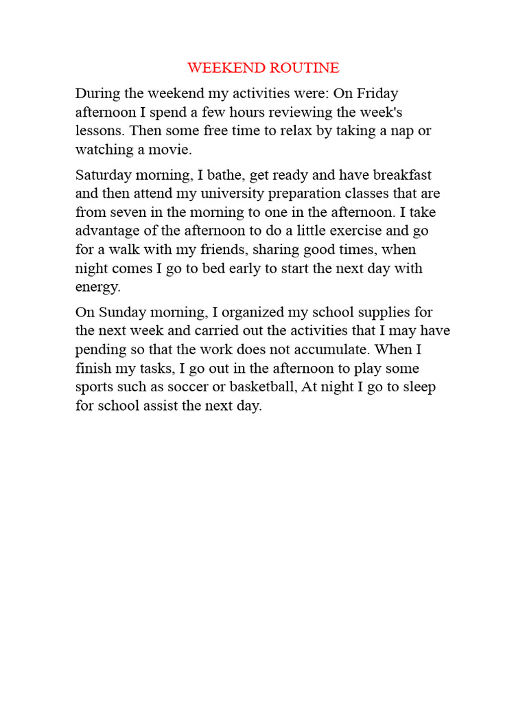 Weekend Routine | PDF