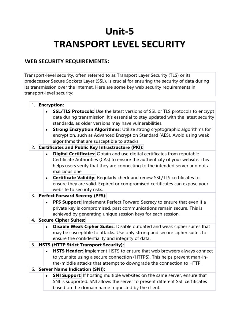 Unit-5 Transport Level Security | PDF