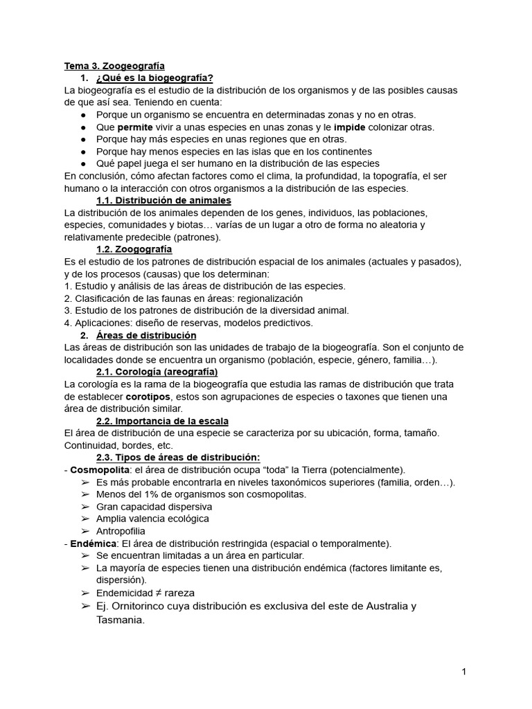 Introducción a la Zoogeografía y su Estudio | PDF