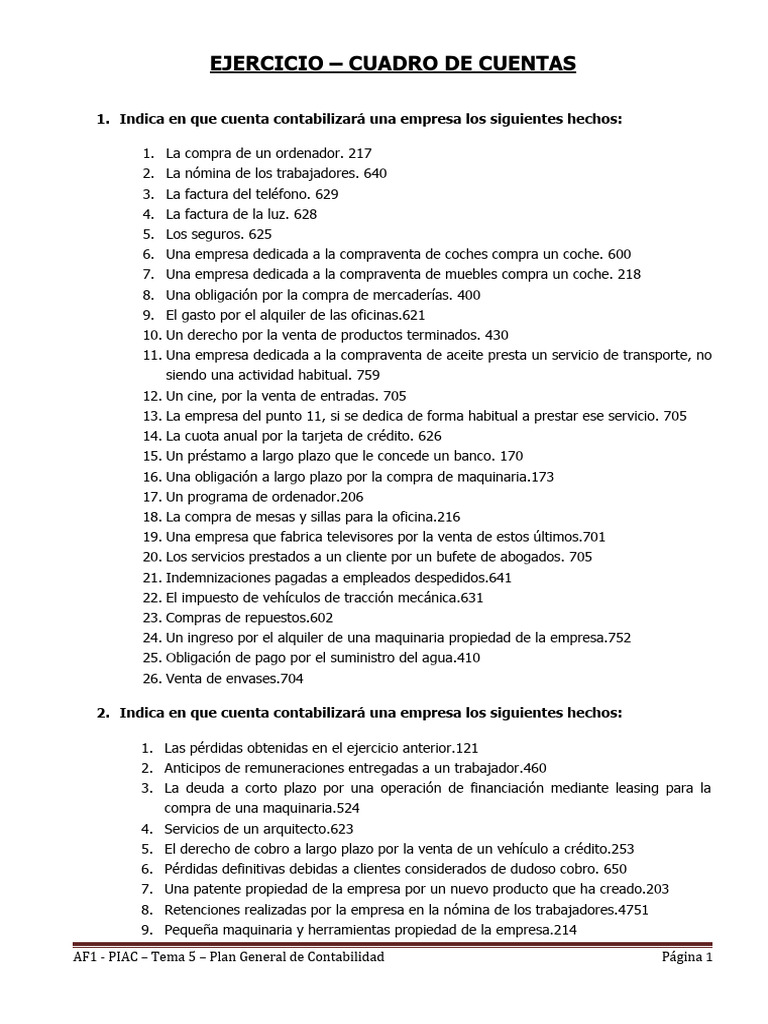 SOLUCIÓN Ejercicios Tema 5 - El PGC - Enunciado | PDF | Business | Crédito