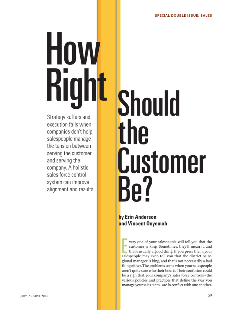Balancing Customer and Manager Needs in Sales | PDF
