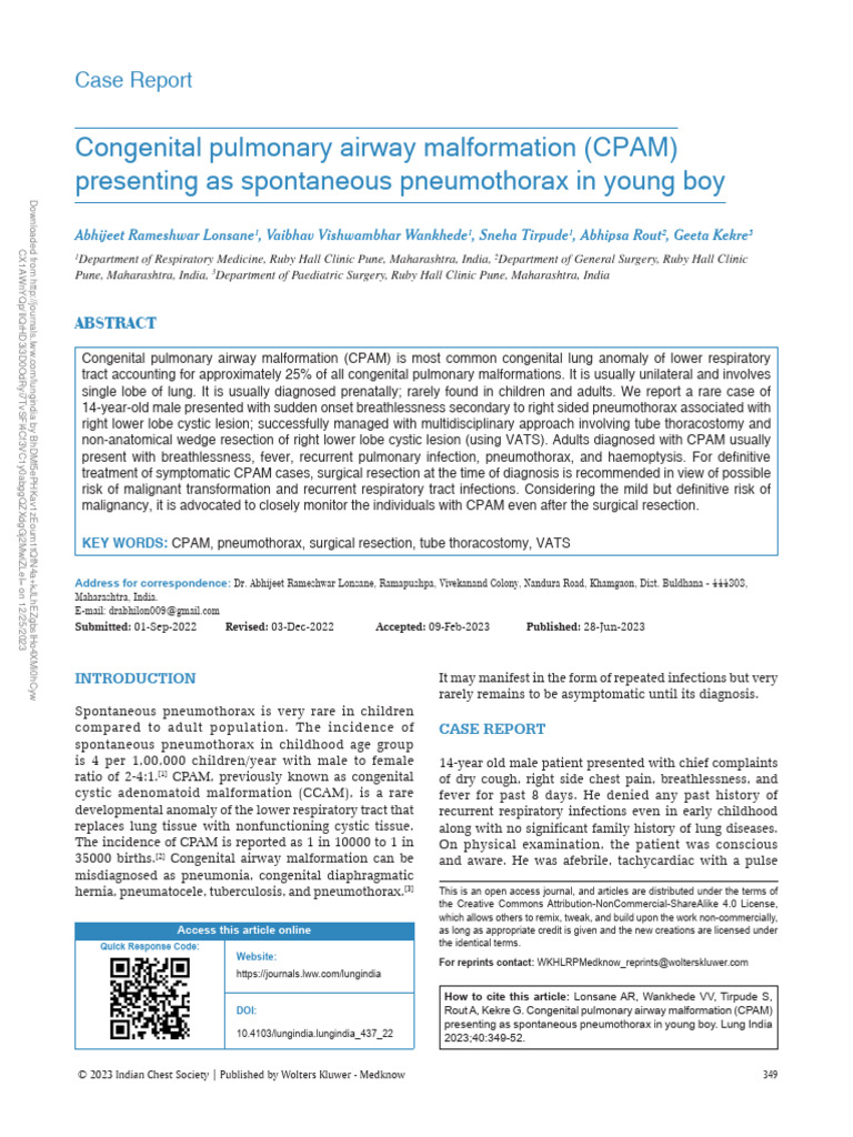 Congenital Pulmonary Airway Malformation Cpam .9 | PDF | Lung ...