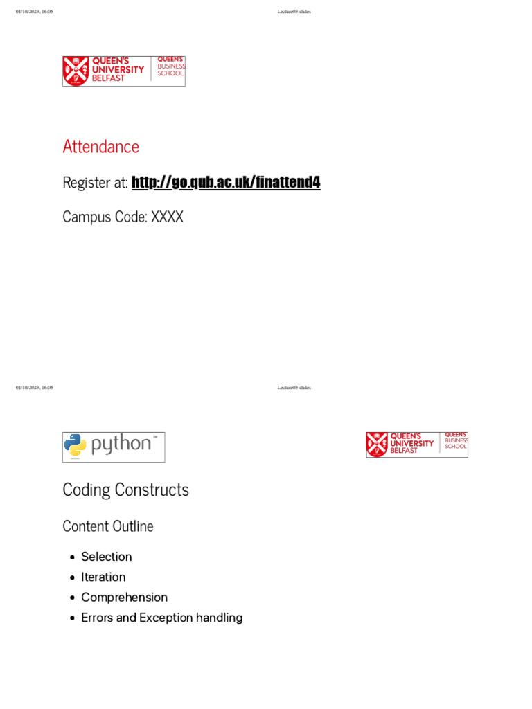 Lecture03 Slides | PDF | Control Flow | Computer Science