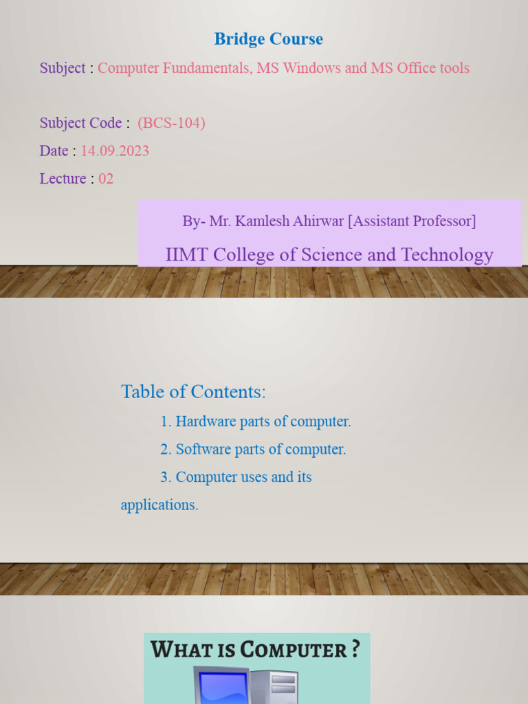 Bridge Course Computer Fundamentals | PDF