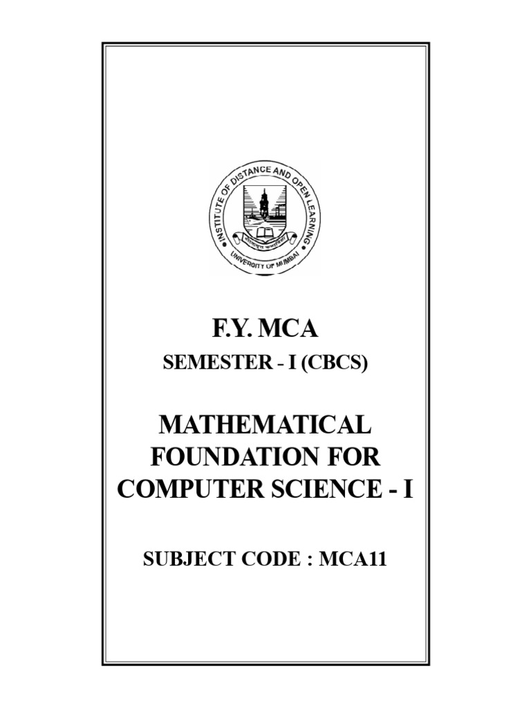 MCA Sem 1 Mathematical Foundation For Computer Science 1 Bal 2 | PDF | Skewness | Mean