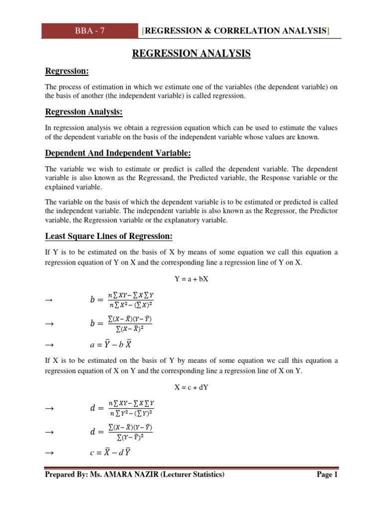 Regression and Correlation | PDF