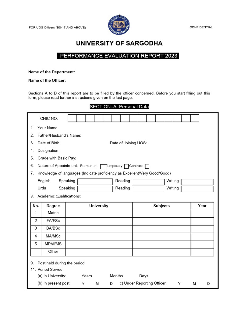 PER - 2023 - UOS Administrative Officer - 1704099676 | PDF | Leadership | Performance Appraisal