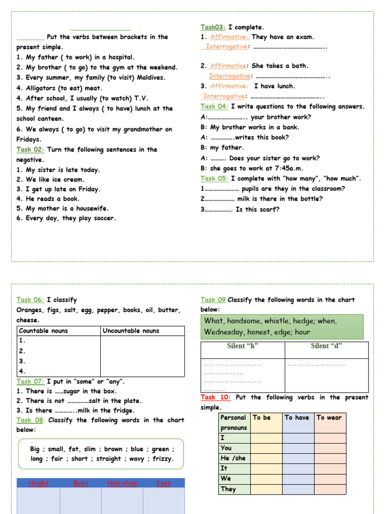 3Ms-Revision-Tasks | PDF | Linguistic Typology | Grammar