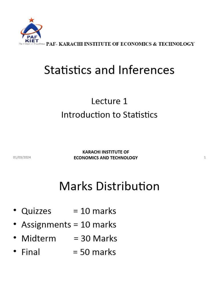 Lecture 1 2 Slides Introduction To Statistics | PDF | Statistics ...