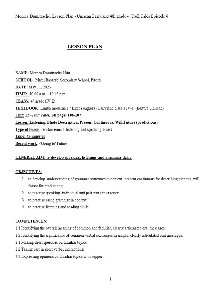 4th Grade Lesson Plan: Troll Tales Episode 6 | PDF