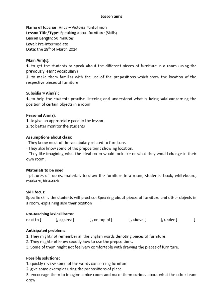 First - Lesson Aims | PDF
