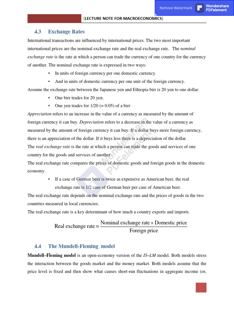 4.3 Exchange Rates: Exchange Rate Is The Rate at Which A Person Can ...