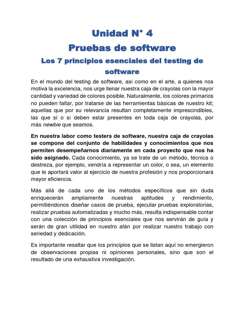 Los 7 Principios Esenciales Del Testing de Software | PDF