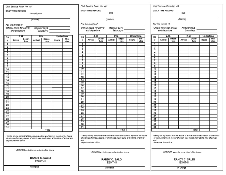 Appendix 24 Daily Time Record DTR | PDF