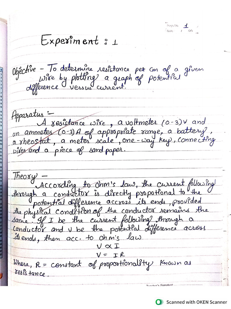 Phy. Class 12 TH Experiment V-I Relation | PDF