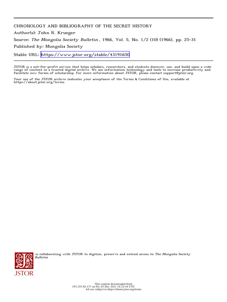 1966 - John R. Krueger - CHRONOLOGY AND BIBLIOGRAPHY OF THE SECRET ...