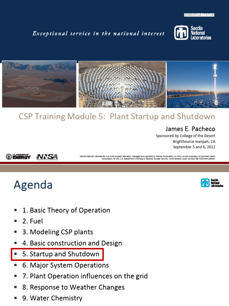 CSP Training Module 5: Plant Startup and Shutdown: James E. Pacheco | PDF | Steam | Energy ...