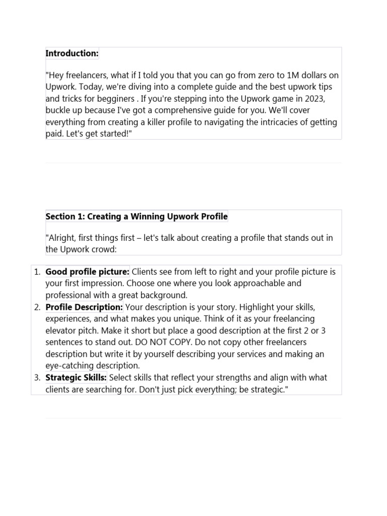 Upwork Tips and Tricks | PDF