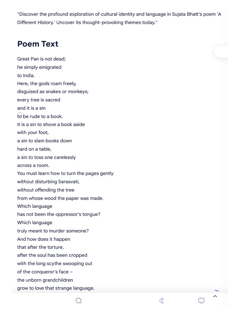 A Different History, Sujata Bhatt | PDF