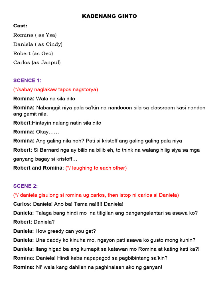 PELIKULA SCRIPT - Kadenang Gold | PDF