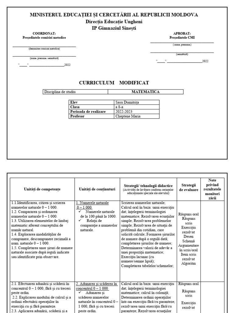 Curriculum Modificat | PDF